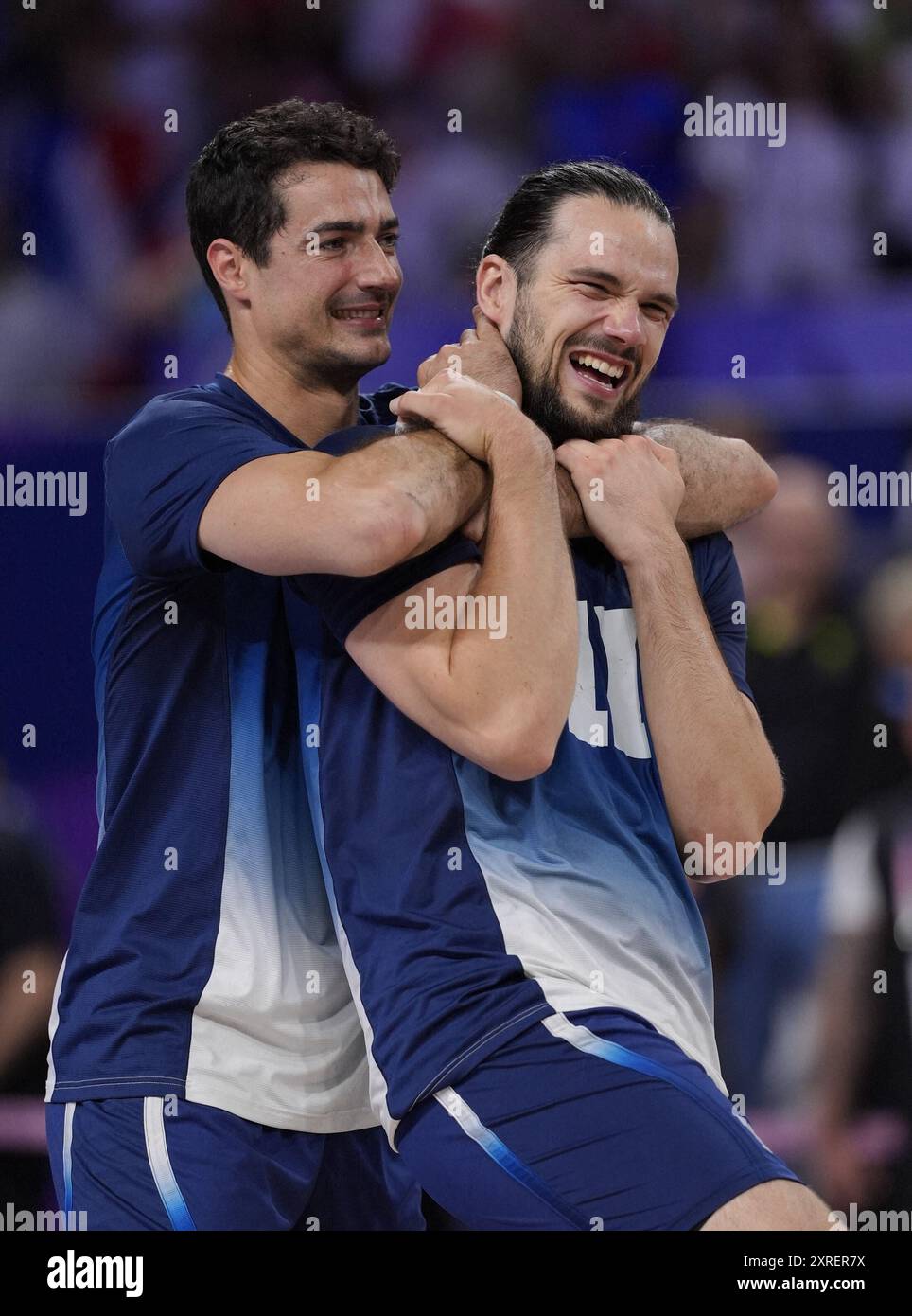 Paris, France. 10th Aug, 2024. Yacine Louati (19) and Antoine Brizard ...