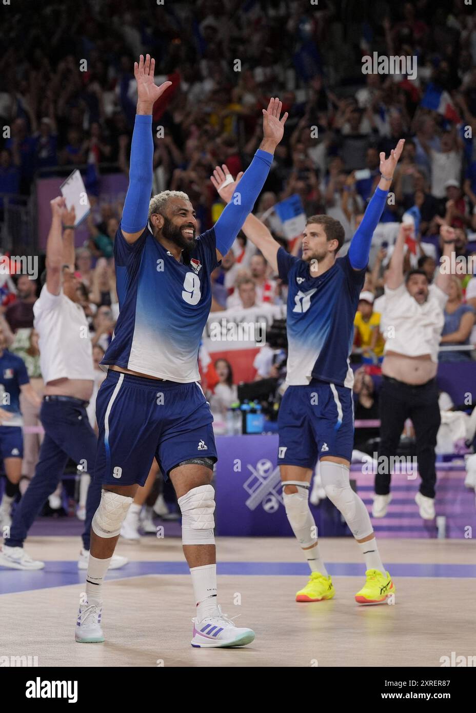 Earvin Ngapeth (9) celebrate after winning the men's volleyball gold ...