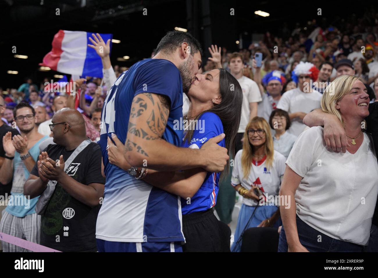 Paris, France. 10th Aug, 2024. Nicolas le Goff (14) and his girlfriend ...