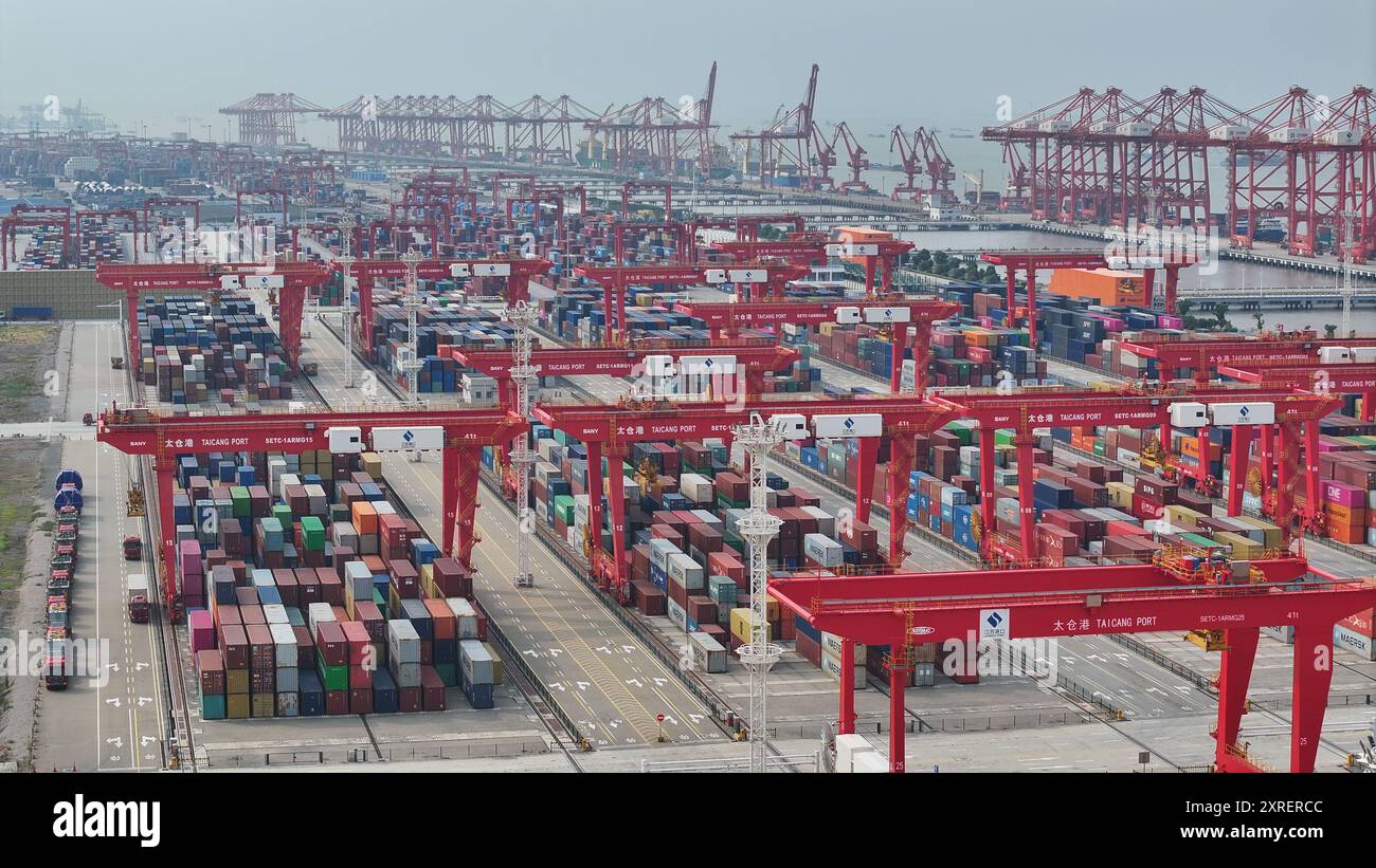 SUZHOU, CHINA - AUGUST 10, 2024 - View of container handling operation ...