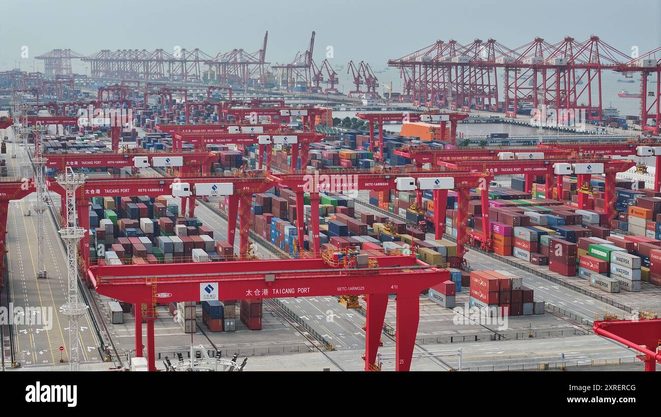 SUZHOU, CHINA - AUGUST 10, 2024 - View of container handling operation ...