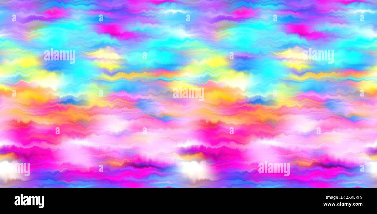 Modern rainbow blur summer seamless border pattern for a funky hippy ...