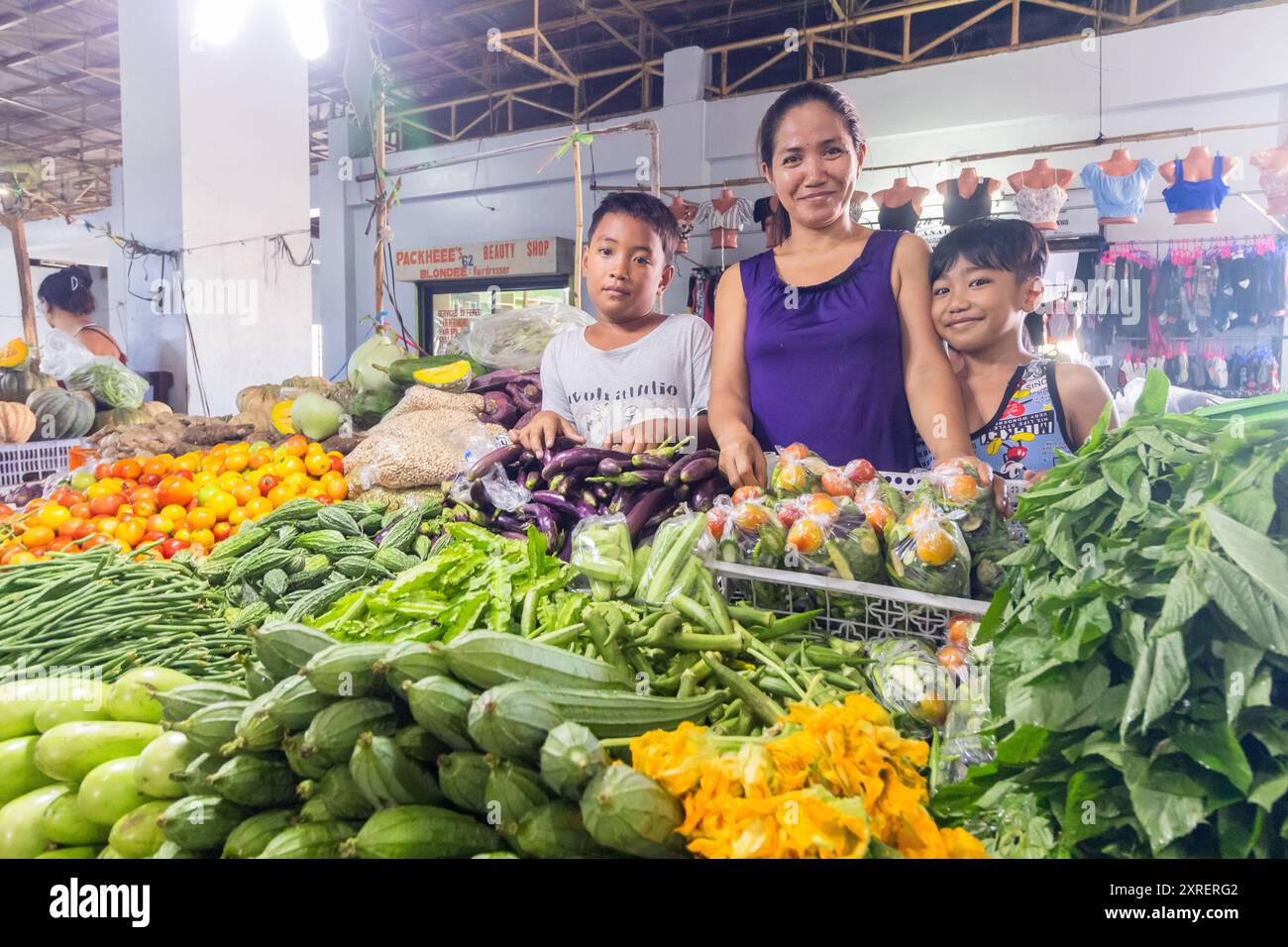 A typical Philippine market mostly selling vegetables in Ilocos Stock ...