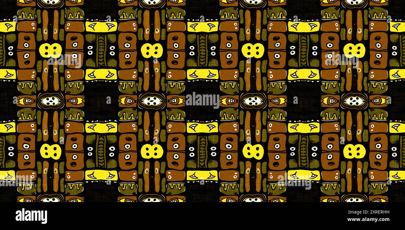 Modern tribal shape mud cloth border effect seamless pattern. Stylized ...