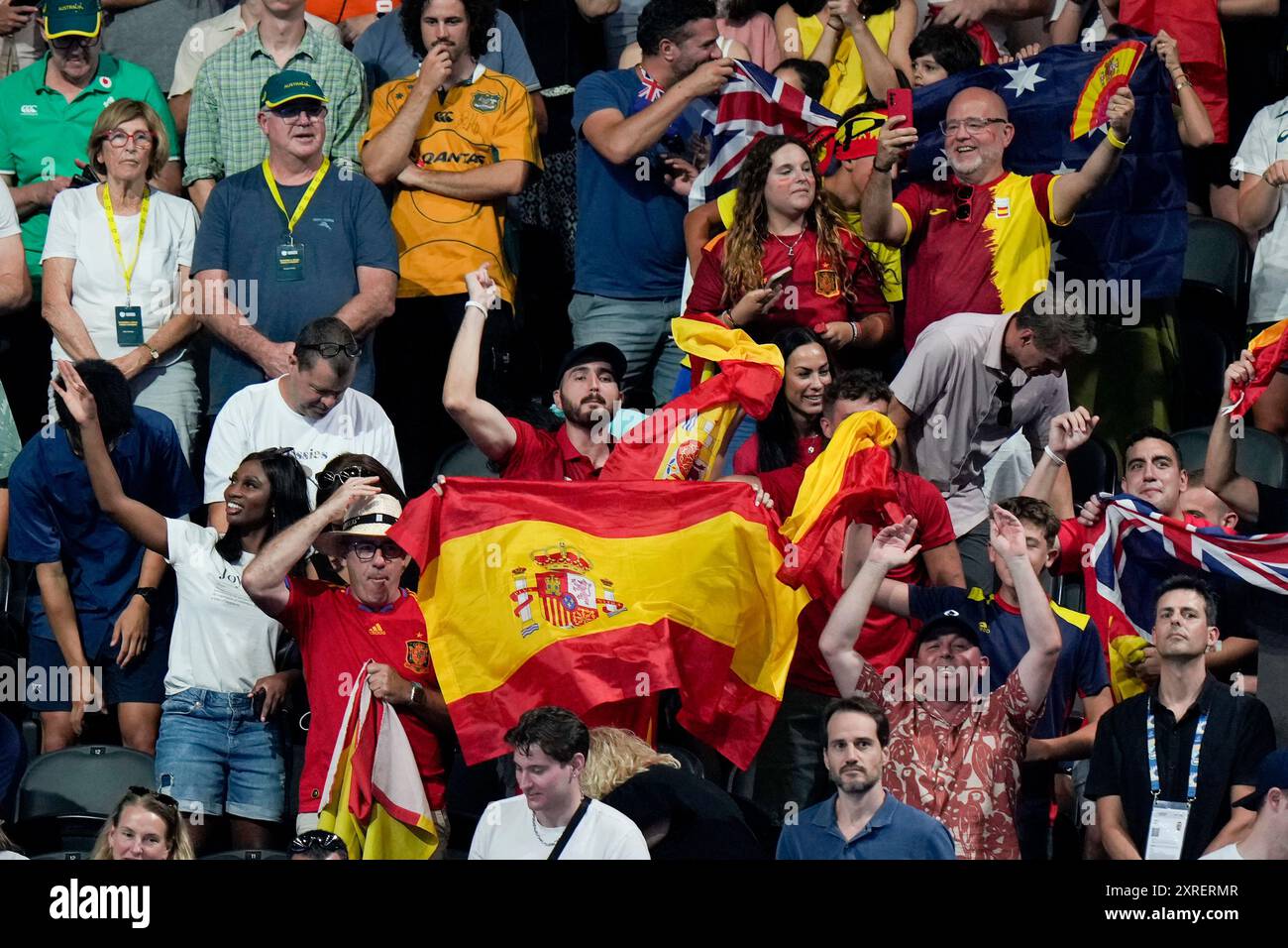 Spectators attend the women's gold medal water polo match between ...