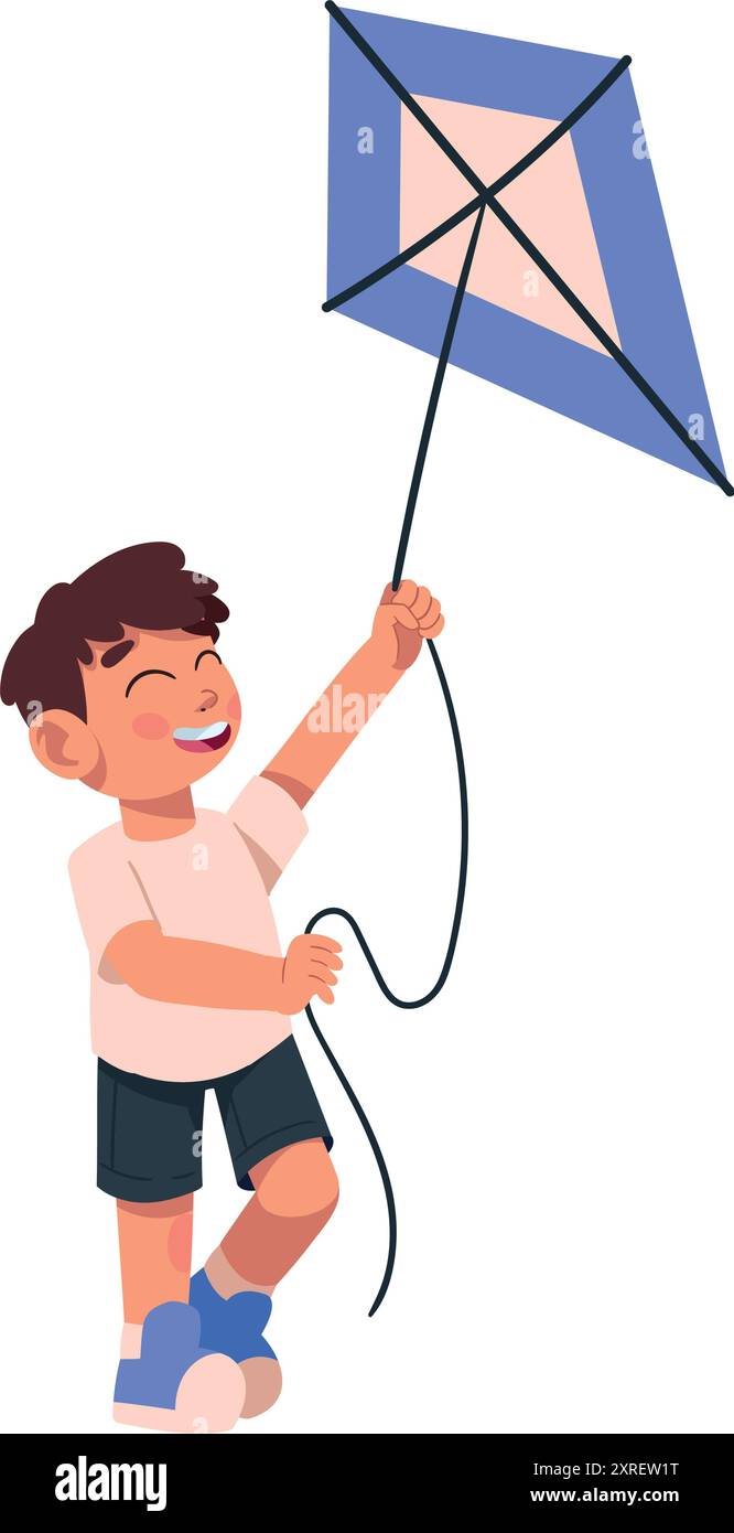 little boy flying kite Stock Vector Image & Art - Alamy