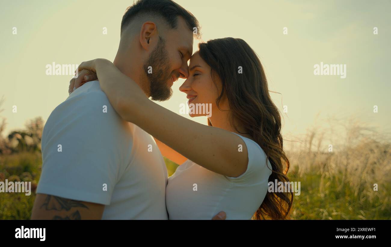 Happy romantic loving Caucasian couple man woman tender family wife ...