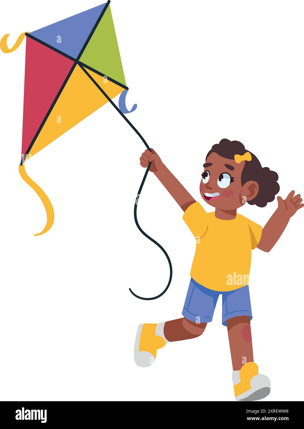 cartoon girl flying kite Stock Vector Image & Art - Alamy