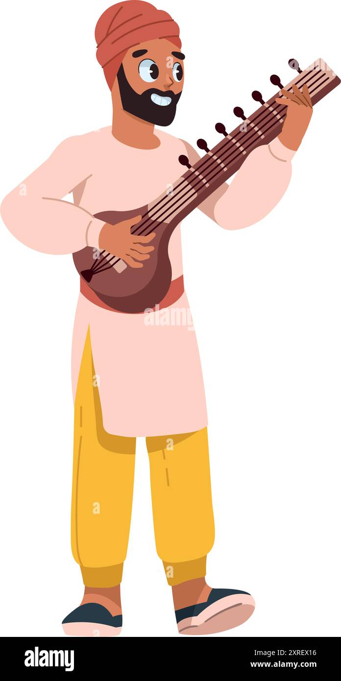 Indian hindu musician illustration Cut Out Stock Images & Pictures - Alamy