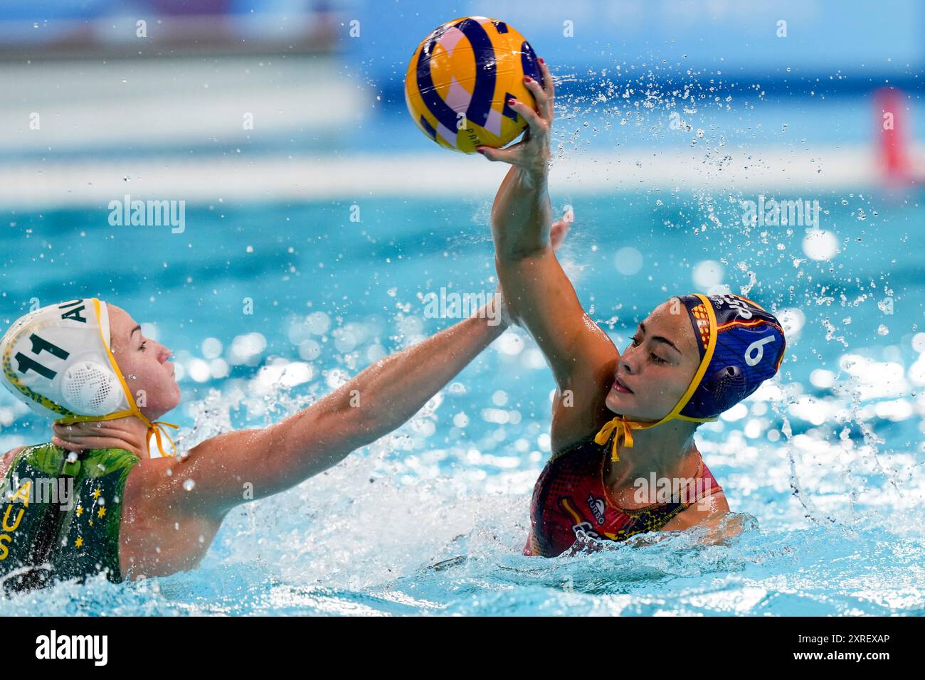 Spain's Paula Crespi Barriga, right, and Australia's Tilly Kearns fight ...