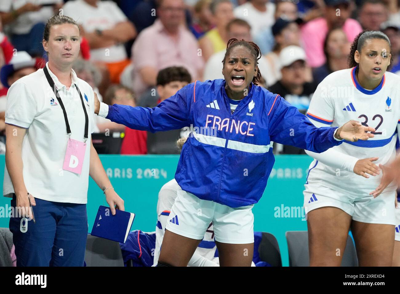 France's Pauletta Foppa reacts during the gold medal handball match ...