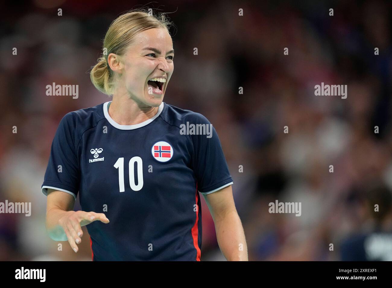 Norway's Stine Bredal Oftedal reacts during the gold medal handball ...