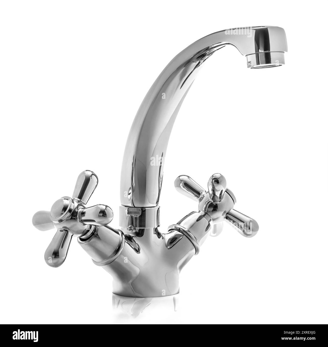 Metal water mixer isolated on white background Stock Photo - Alamy