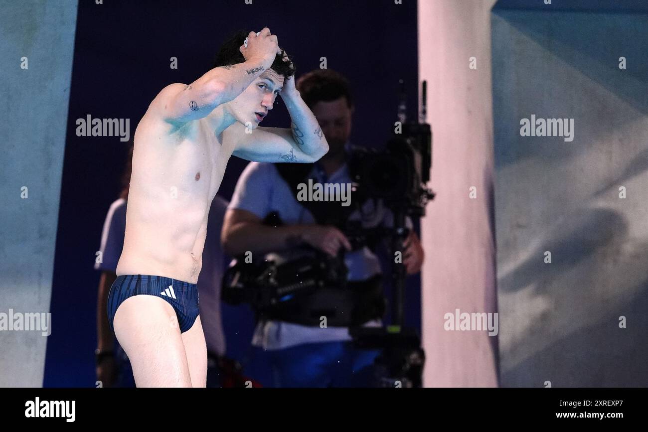 Great Britain's Noah Williams reacts to his final dive during the Men's ...