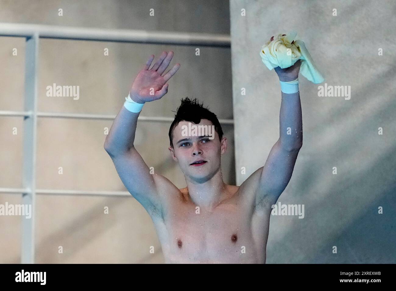 Ukraine's Oleksii Sereda reacts as he competes in the men's 10m ...