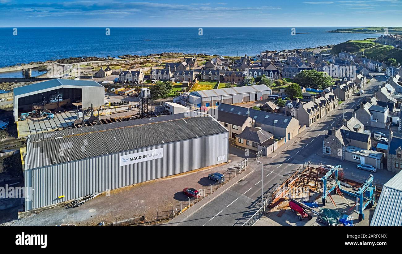 Buckie Harbour Moray Firth in summer the A 942 road running past ...