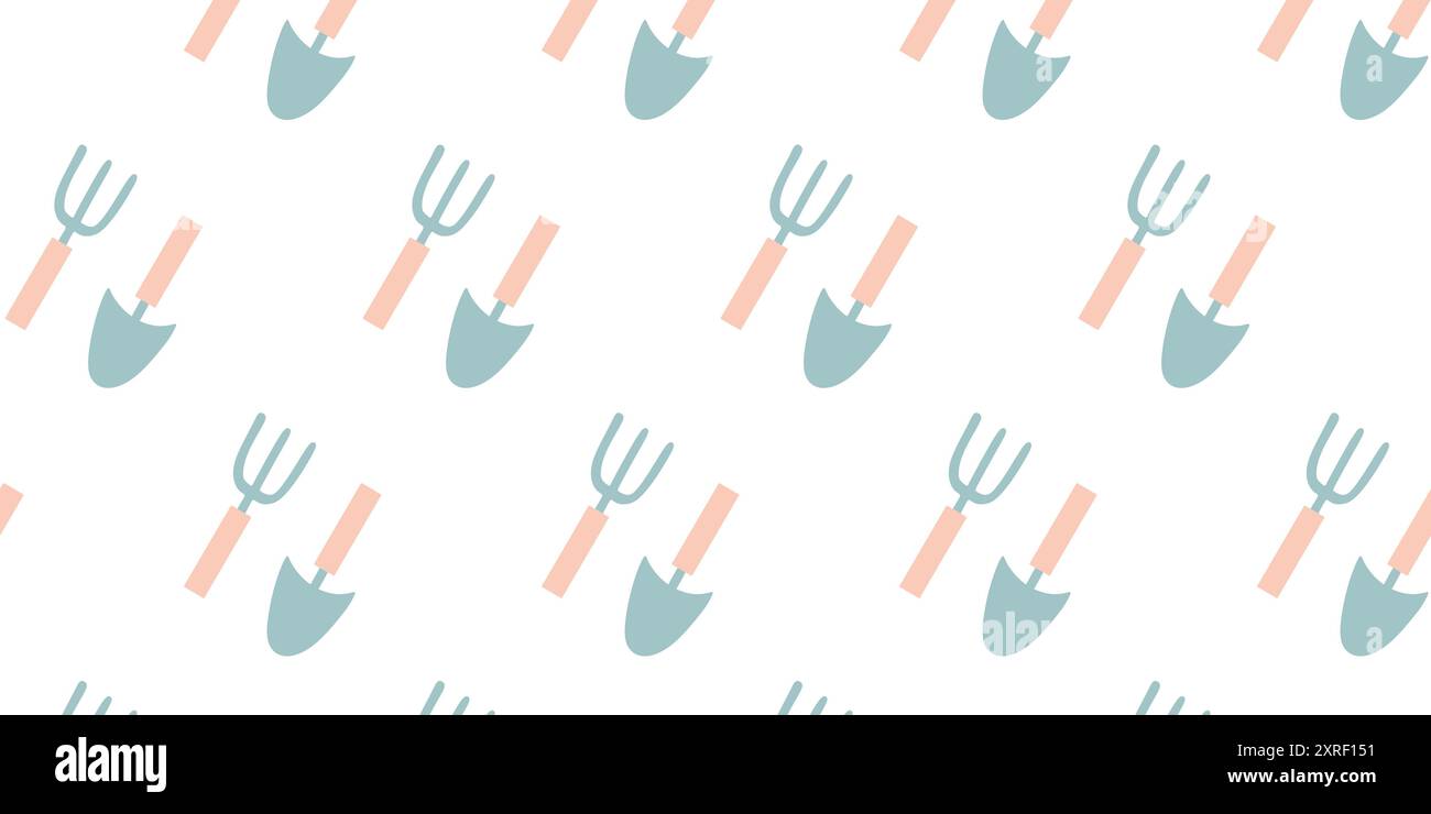 Shovel and hoe Vector Seamless pattern. Loop Background of farm tools ...