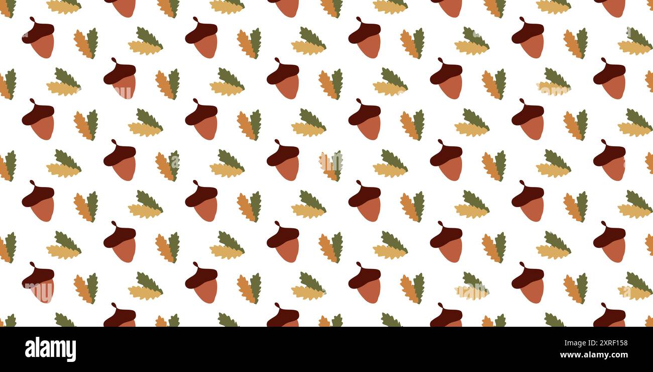 Seamless oak pattern. Acorns and leaves. Vector background with ...