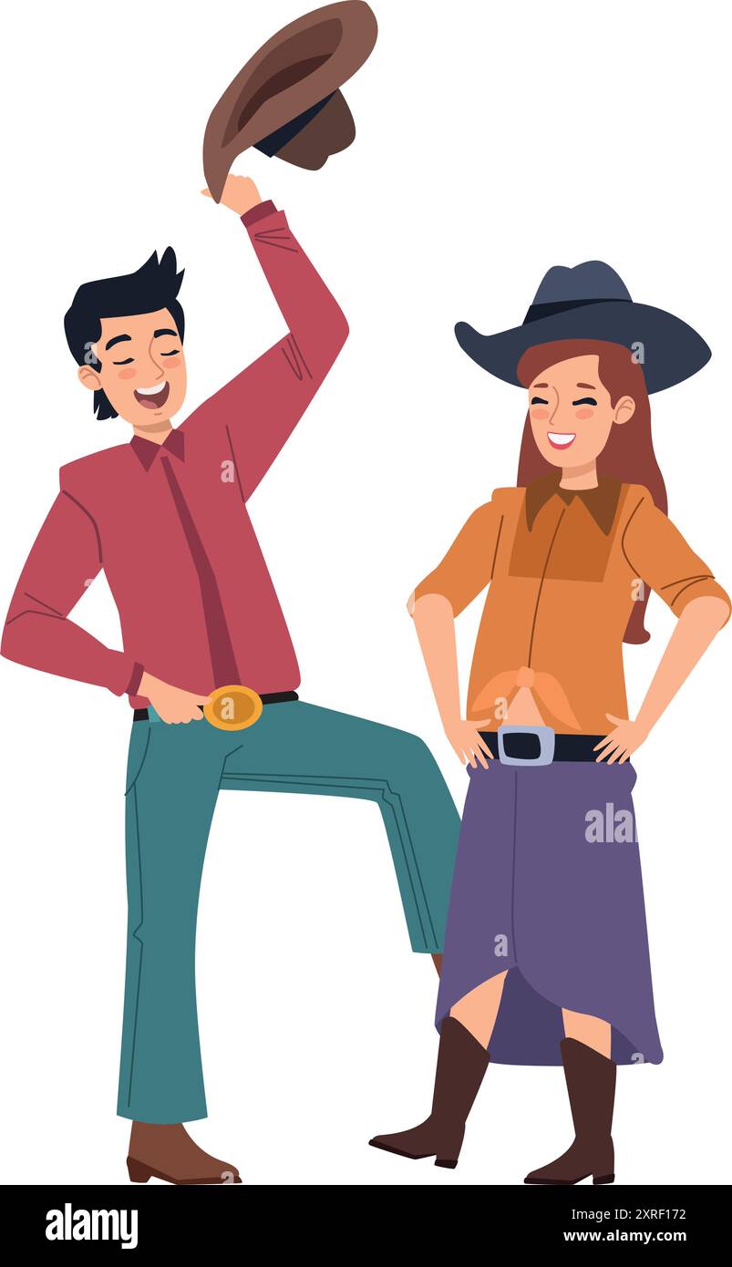 couple in traditional country western clothes dancing Stock Vector ...