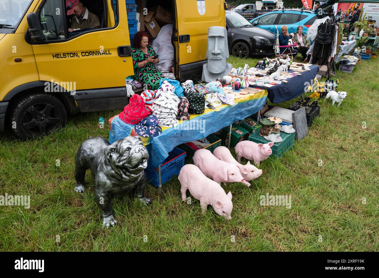 Models of Pigs and Bulldog on Car Boot Stall at Carnhell Green Vintage ...