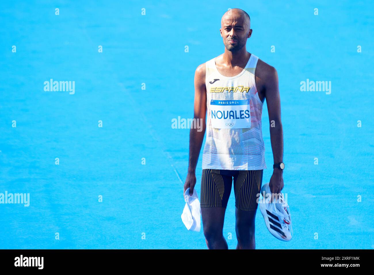 Paris, France. August 10, 2024. Tariku Novales of Spain crosses the ...