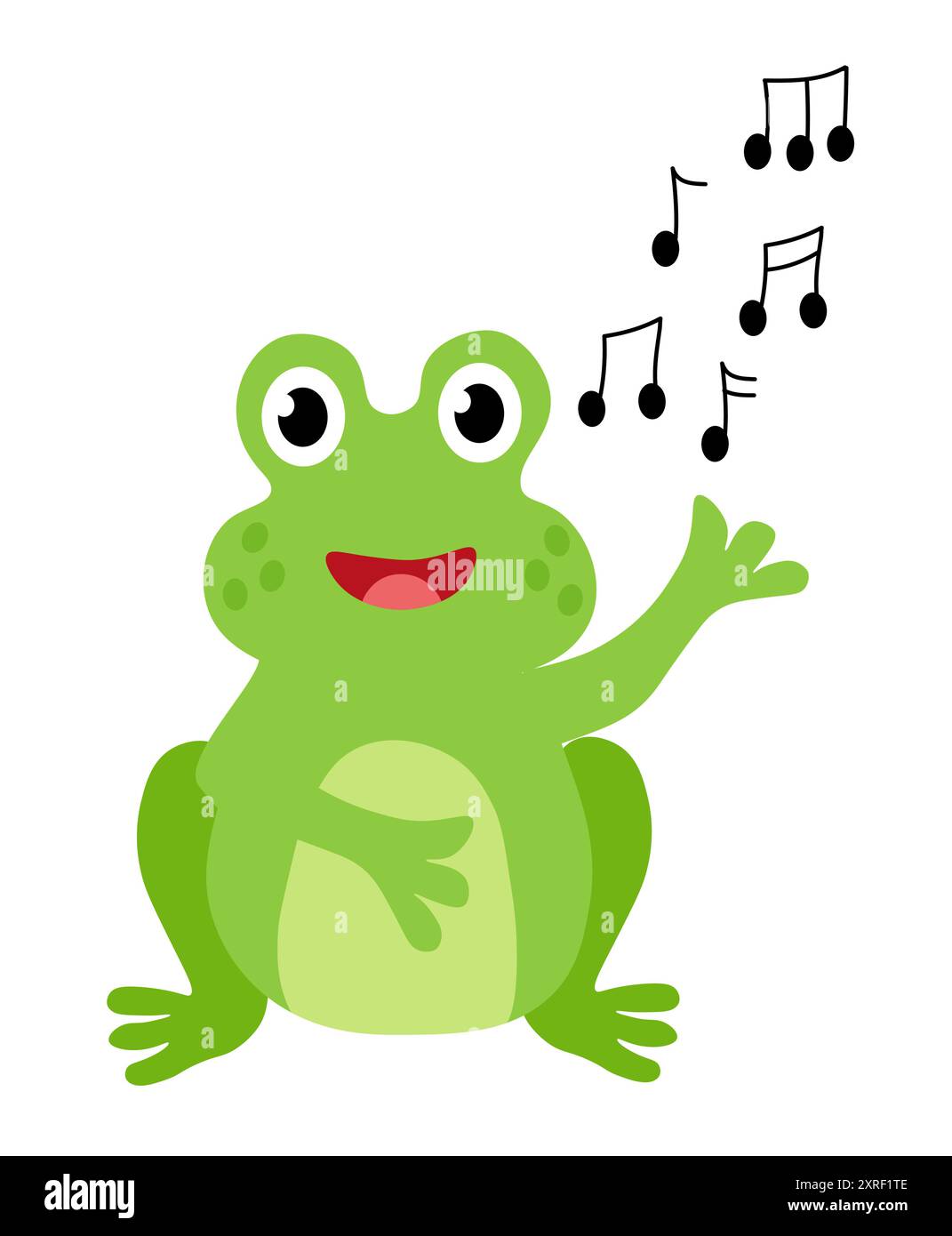 Cute frog sing. Children Hand drawn vector flat illustration Stock ...