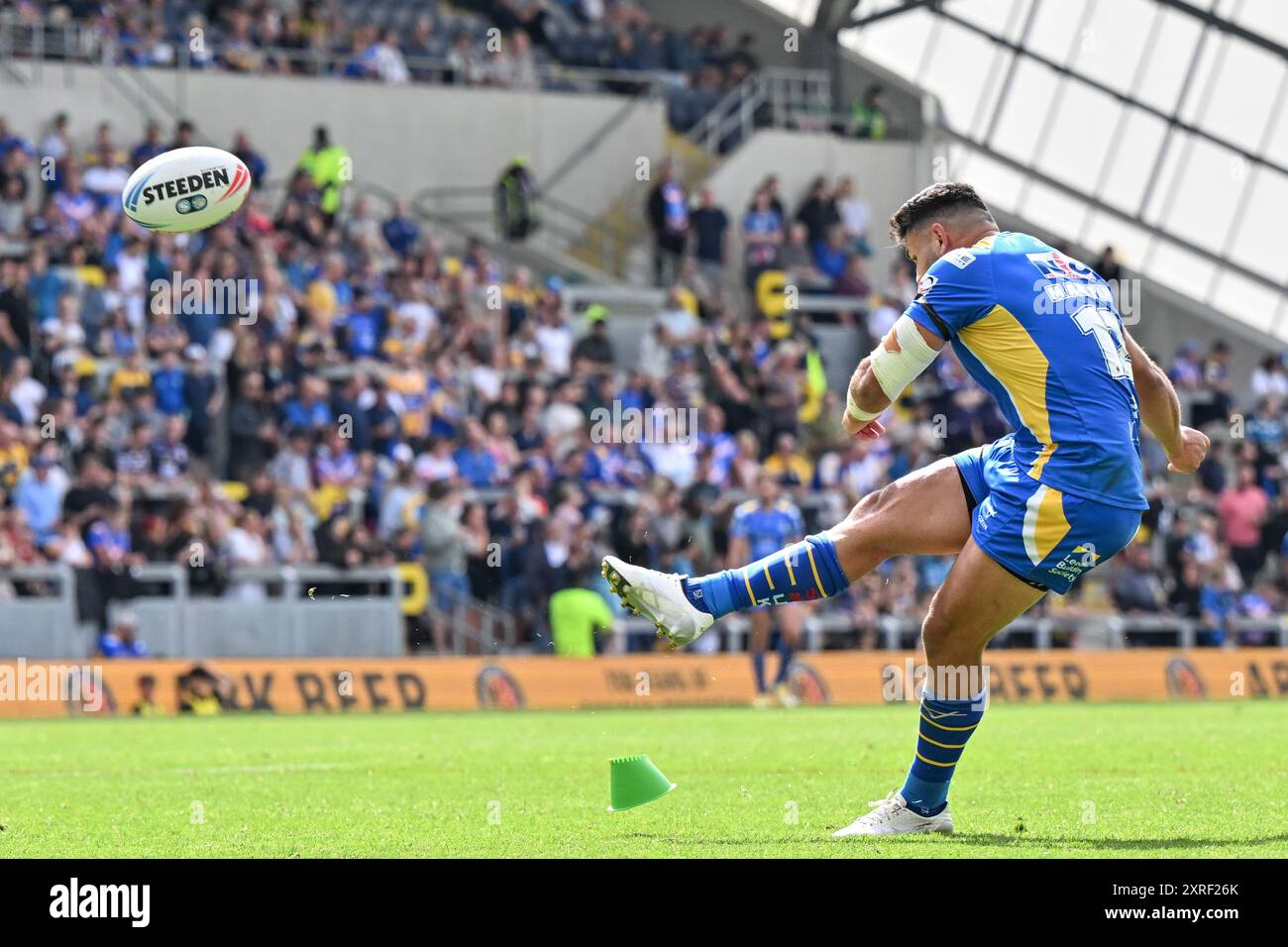 Rhyse Martin of Leeds Rhinos converts to make it 6-0 Leeds during the ...