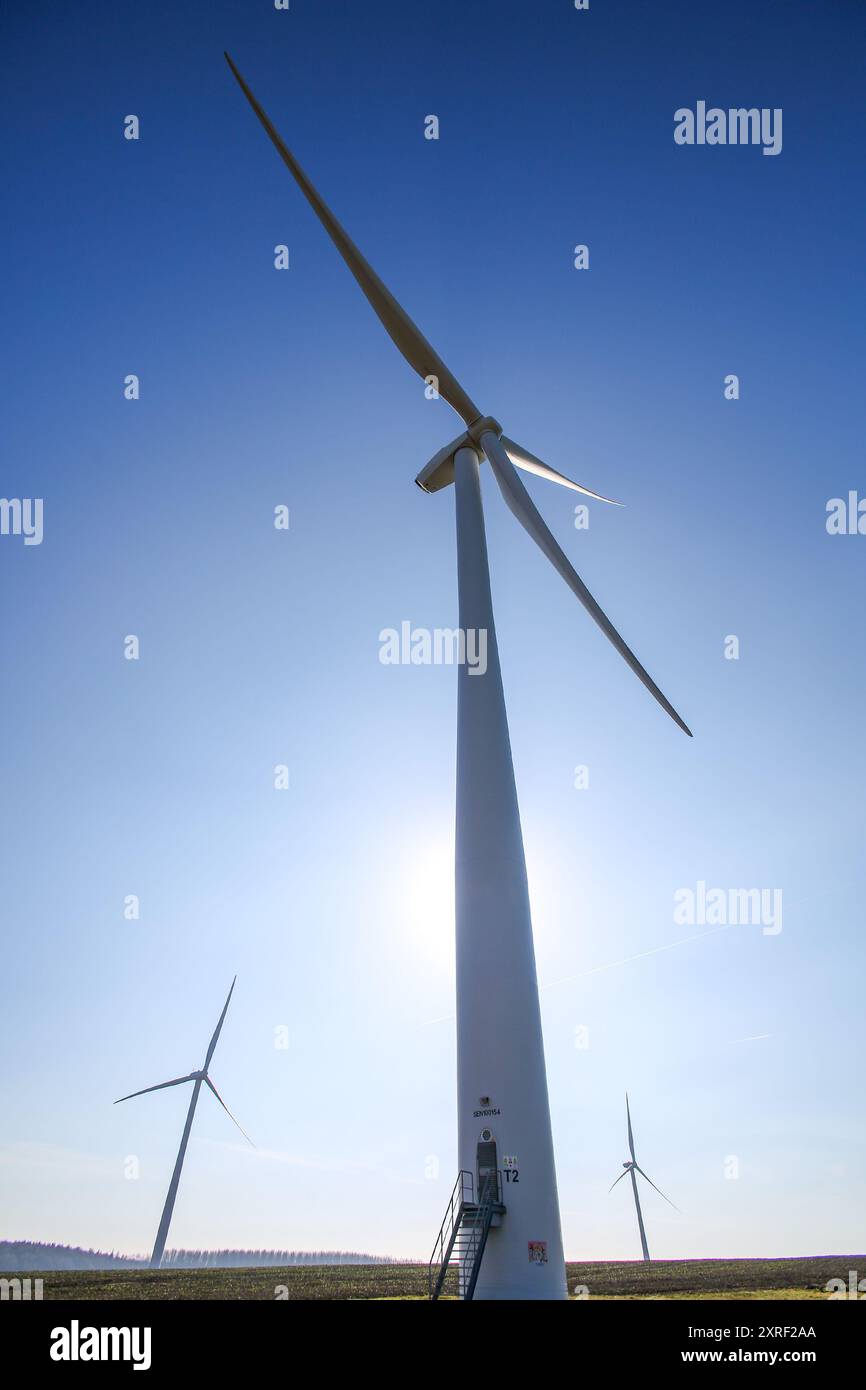 Hook Moor Wind Farm, Aberford, Leeds, West Yorkshire in bright winter ...