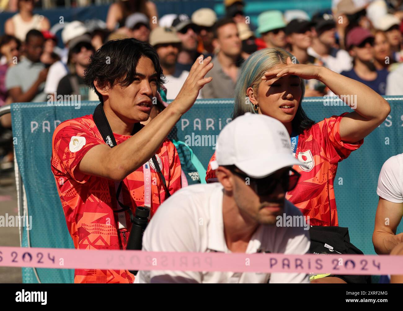 Le Bourget, France. 10th Aug, 2024. Narasaki Tomoa (L) and Nonaka Miho ...