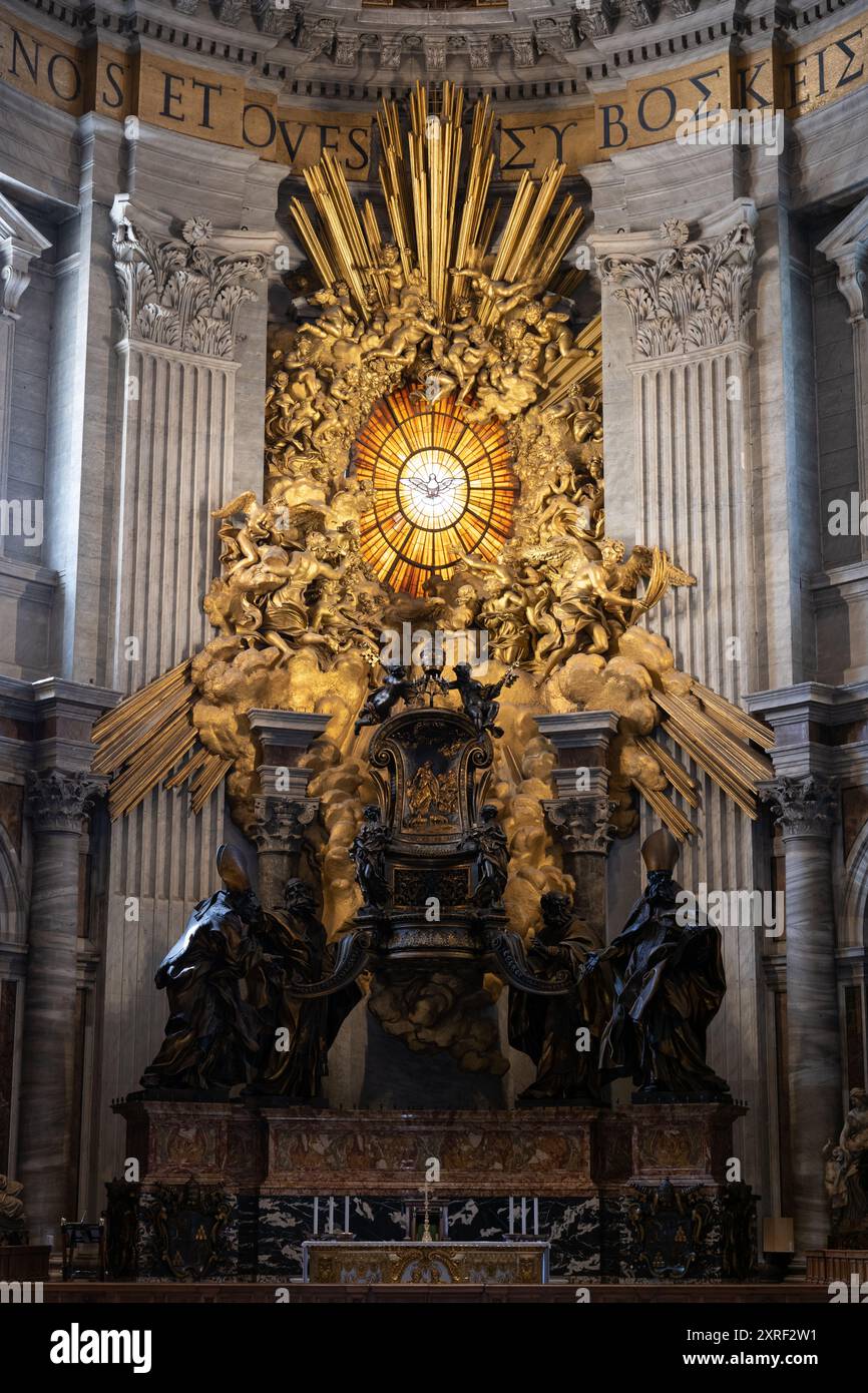 Saint Peter Basilica interior in Vatican. Altar of the Chair of St ...