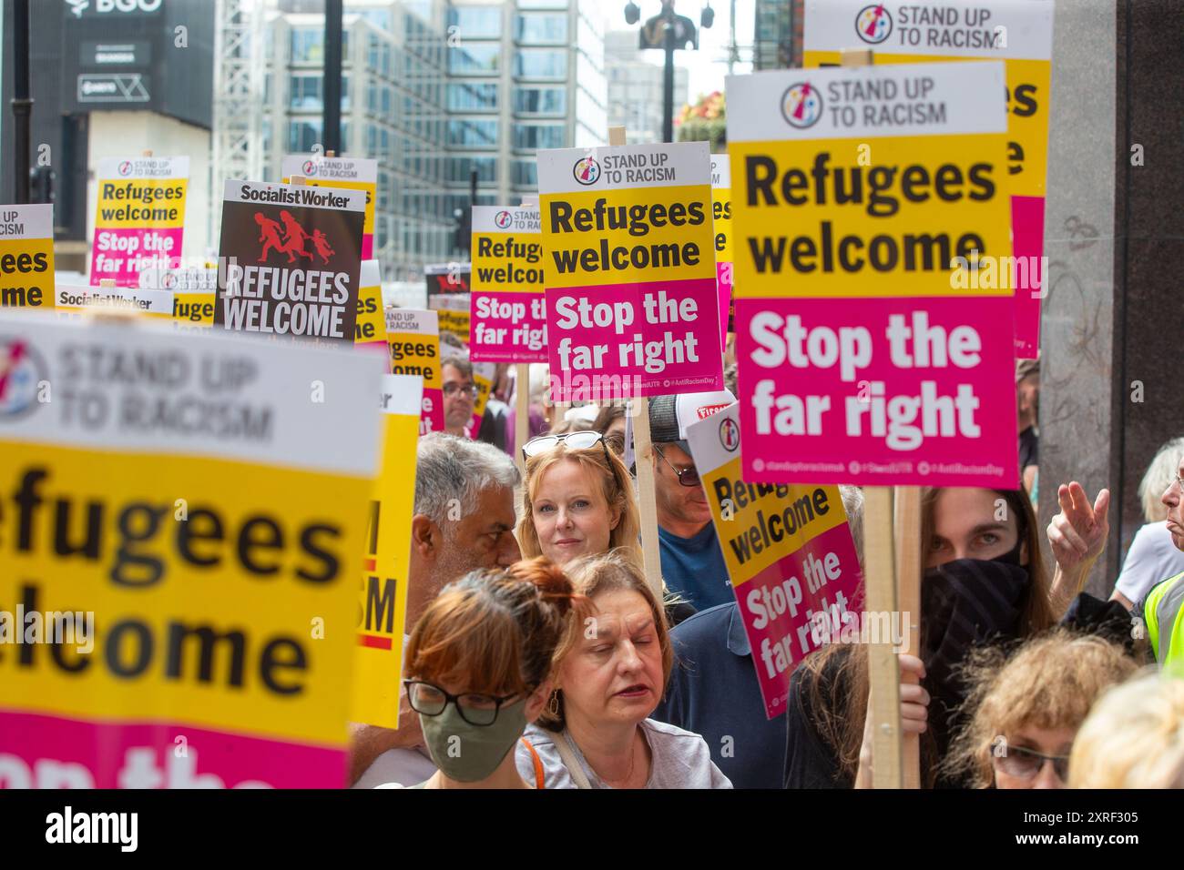 London, England, UK. 10th Aug, 2024. Anti-racism activists protest ...