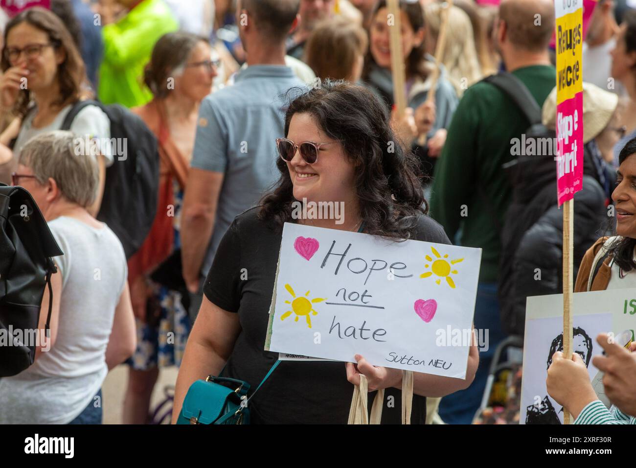 London, England, UK. 10th Aug, 2024. Anti-racism activists protest ...