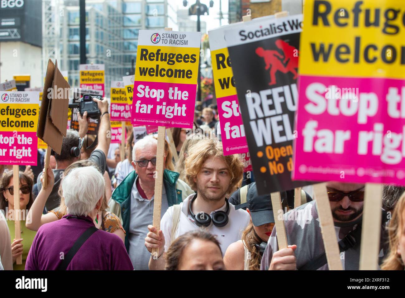 London, England, UK. 10th Aug, 2024. Anti-racism activists protest ...