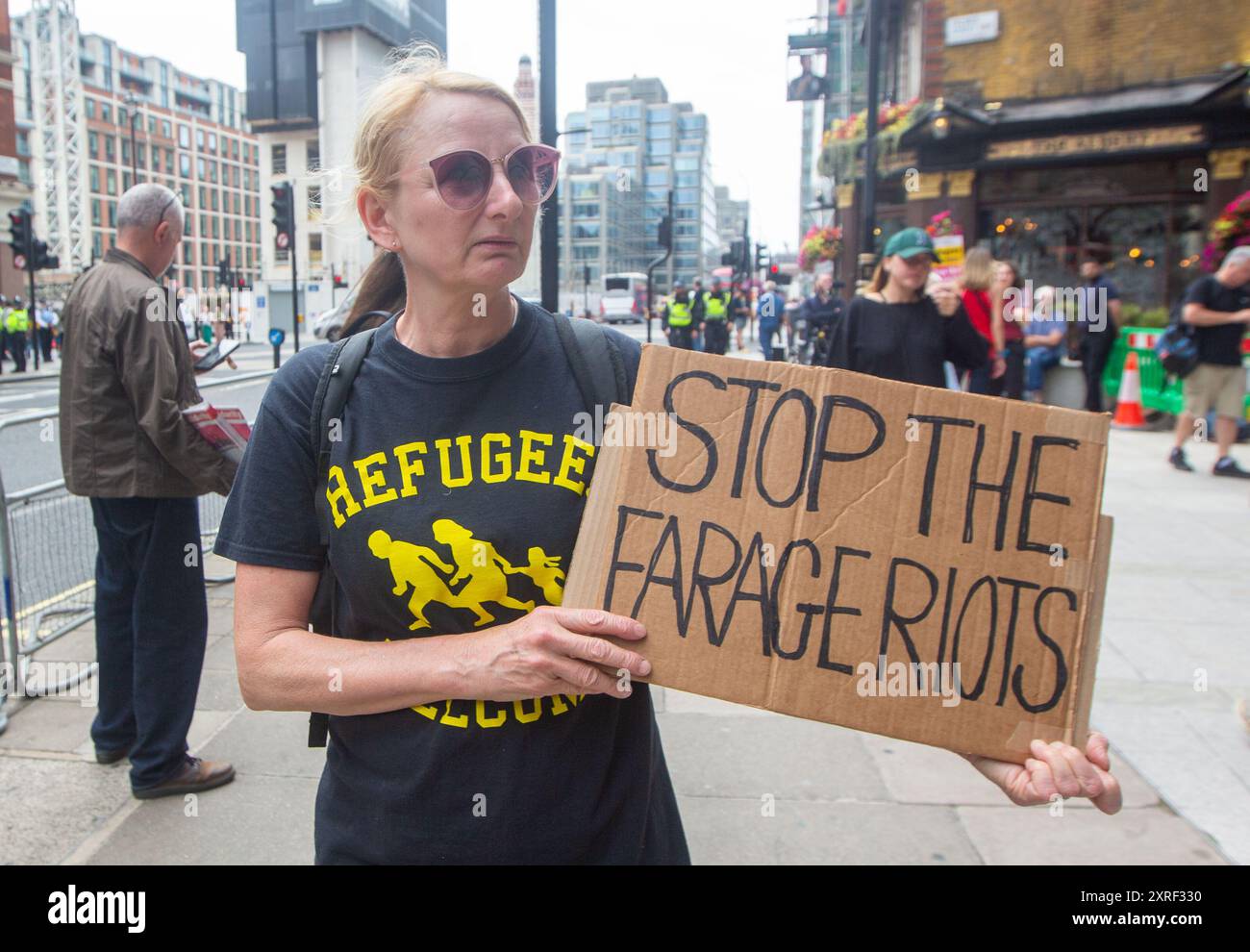 London, England, UK. 10th Aug, 2024. Anti-racism activists protest ...
