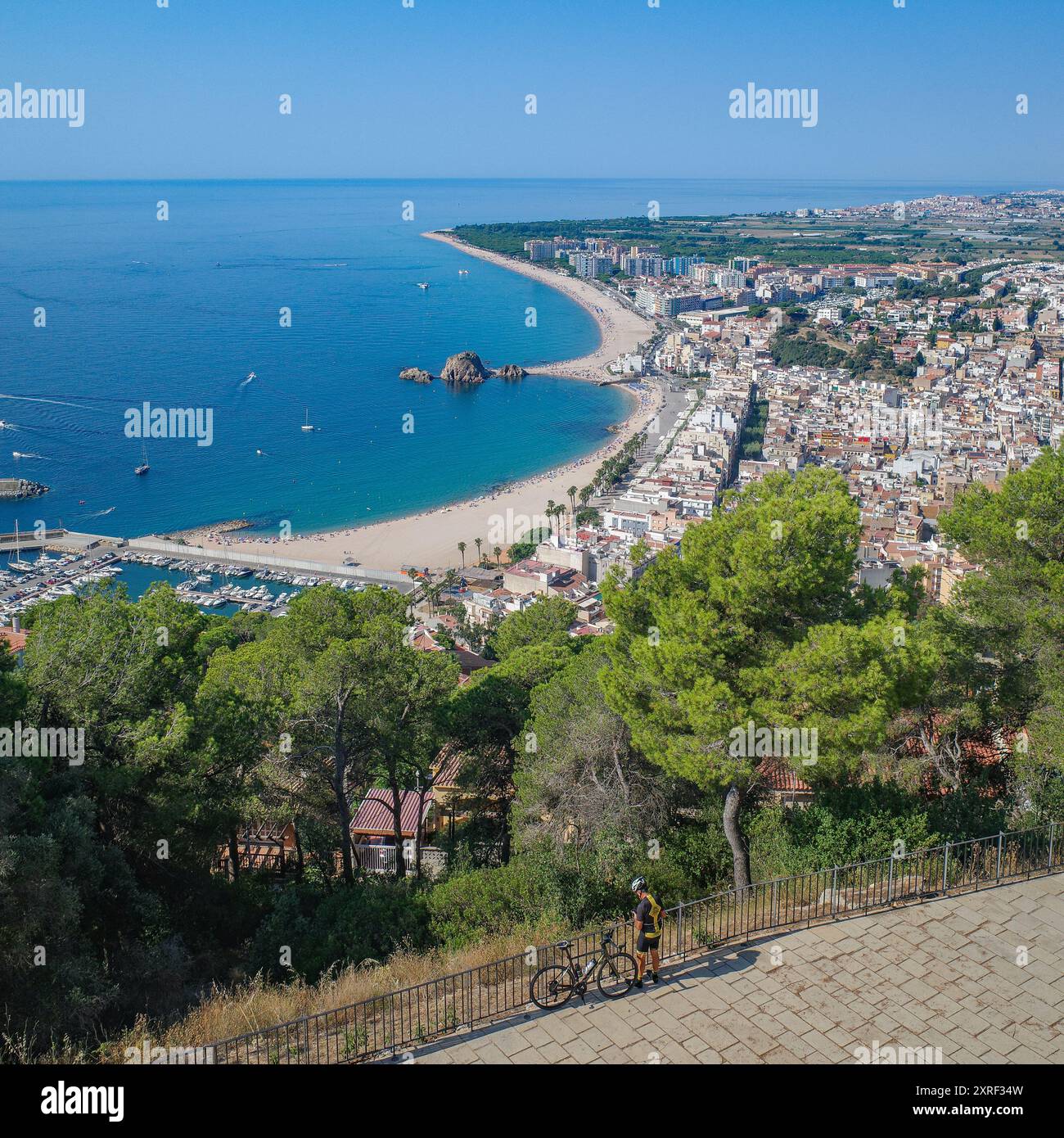 Blanes, Spain - 10 Aug, 2024: Views over the beach town of Blanes from ...
