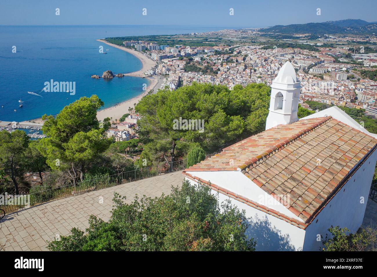 Blanes, Spain - 10 Aug, 2024: Views over the beach town of Blanes from ...