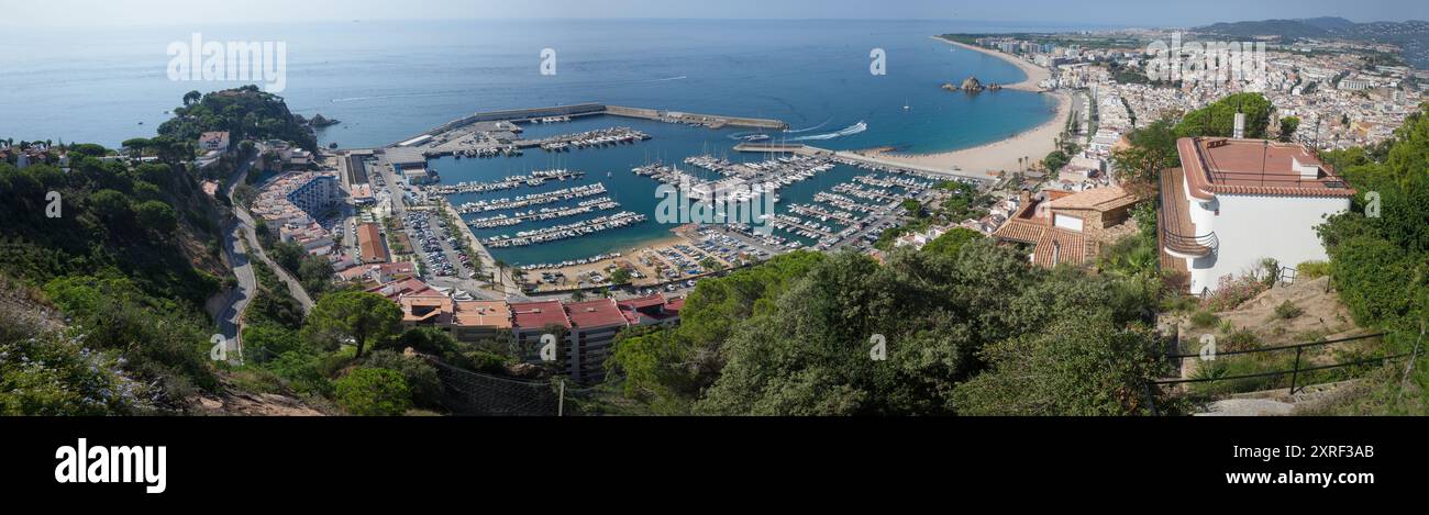 Blanes, Spain - 10 Aug, 2024: Summertime views of Blanes Beach and the ...
