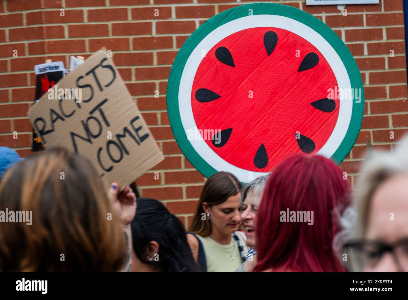 The watermelon, symbol of Gaza/palestine - Hands together around ...