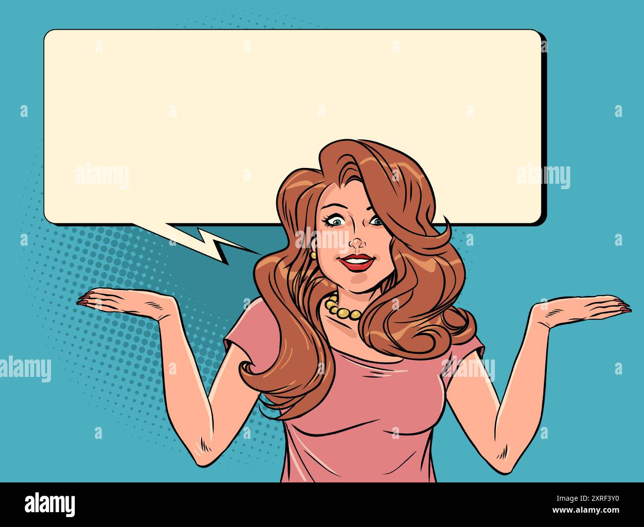 The woman smiles and offers options. Communication with the client ...