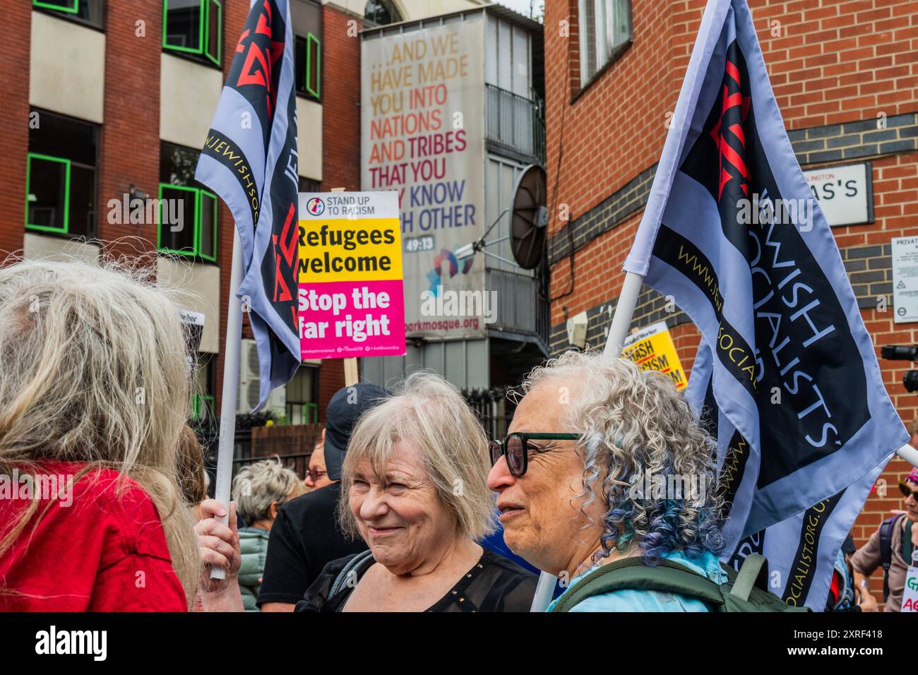 London, UK. 10th Aug, 2024. Jewish groups join the protest - Hands ...