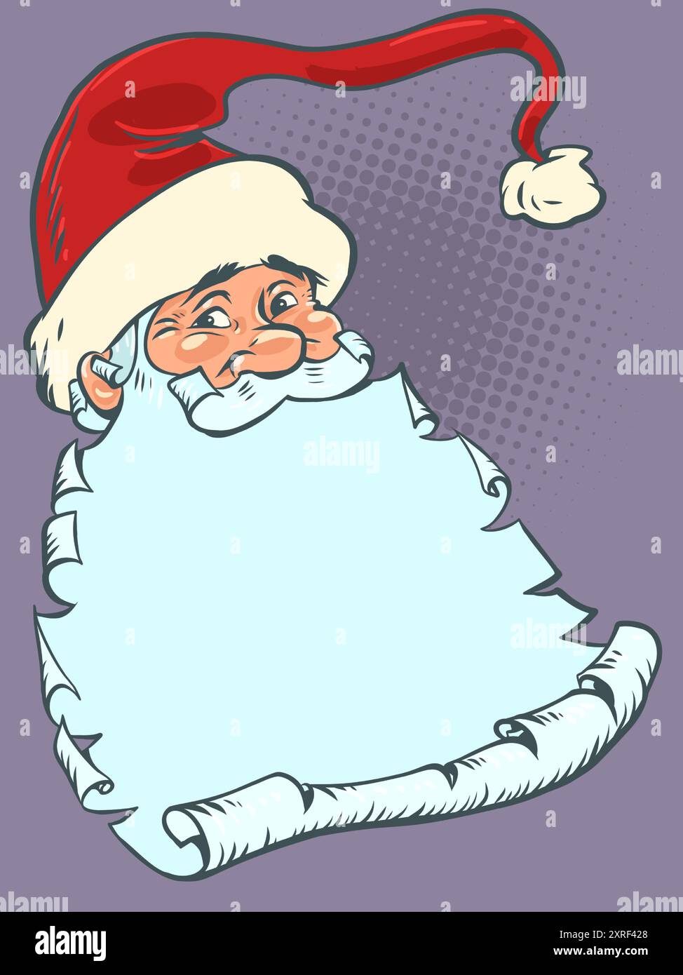The kind face of Santa Claus with a beard like a list. The coming New ...