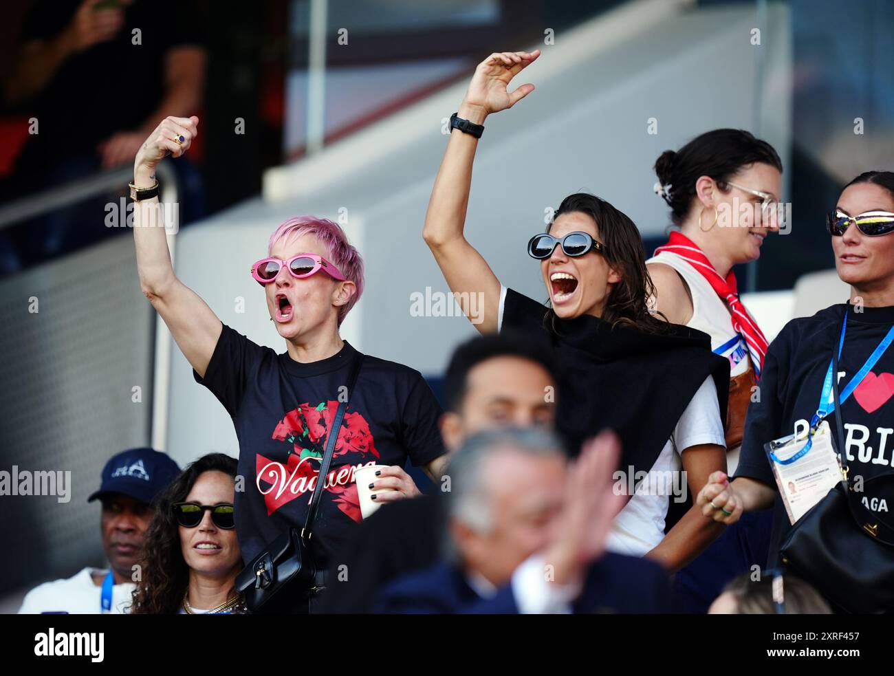 Former USA player Megan Rapinoe watching the Women's Gold Medal Match ...