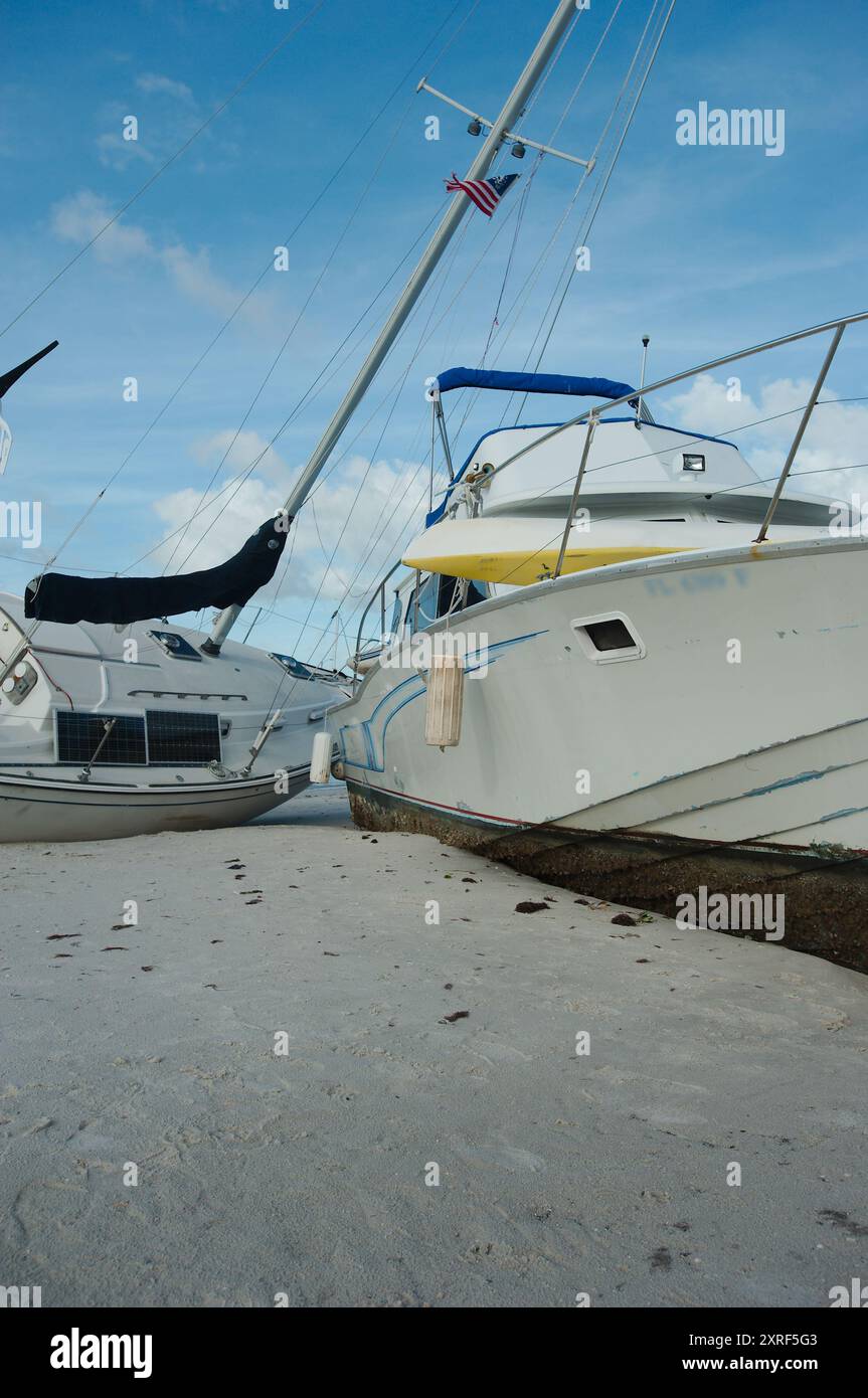Beach sailboats after a storm at Gulfport Beach Florida. Boats and ...