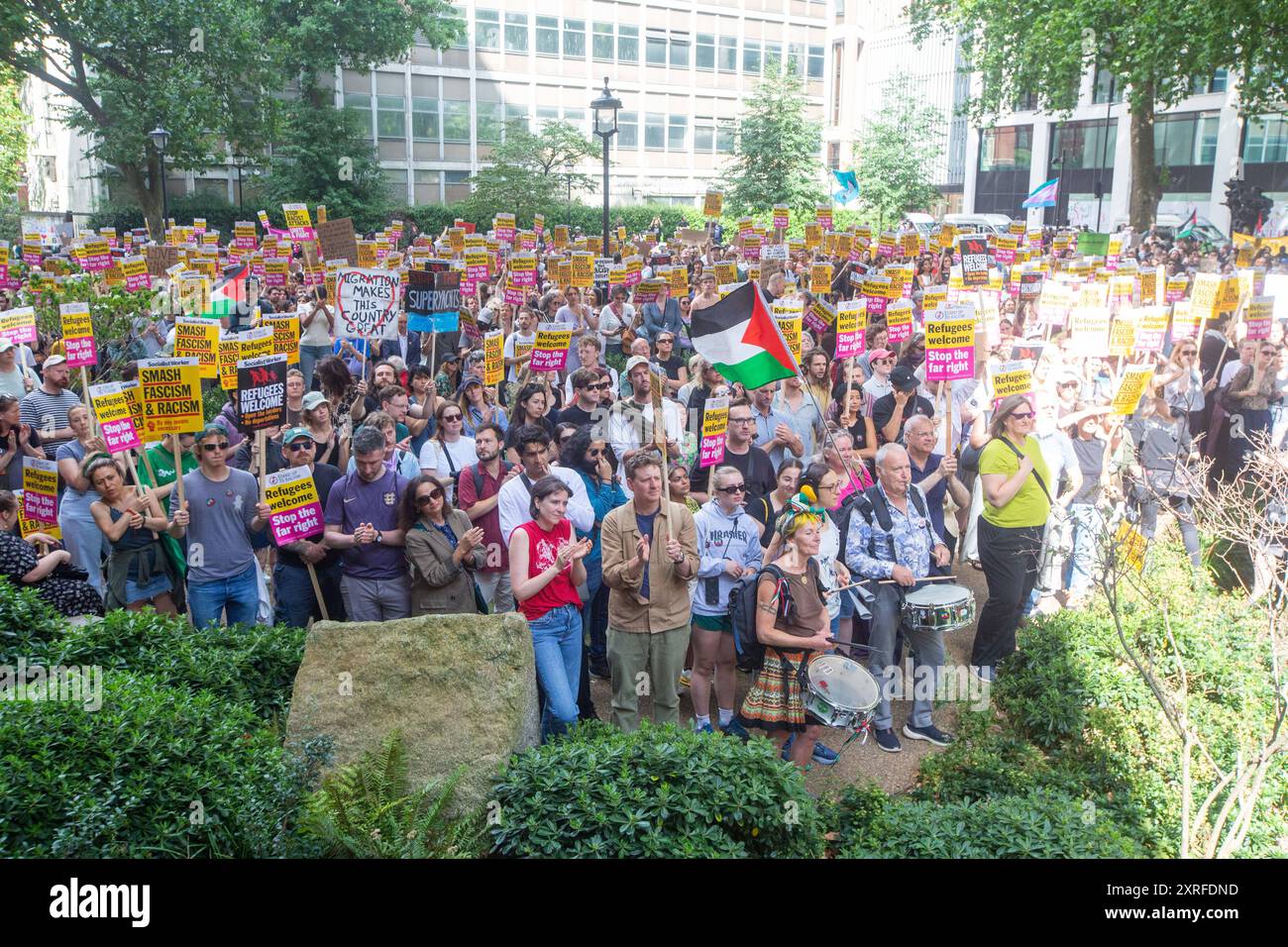 London, England, UK. 10th Aug, 2024. Anti-racism activists protest ...