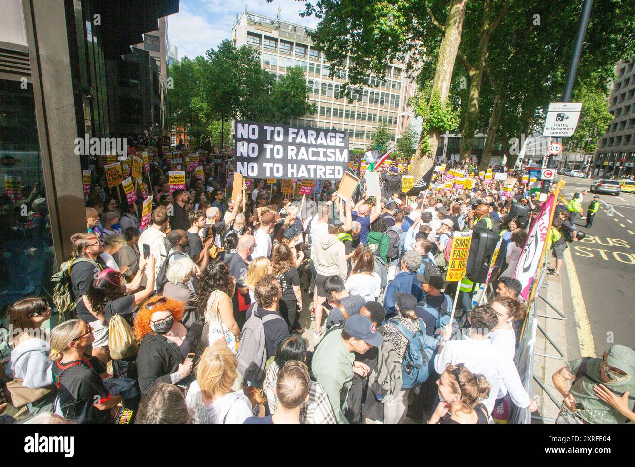 London, England, UK. 10th Aug, 2024. Anti-racism activists protest ...