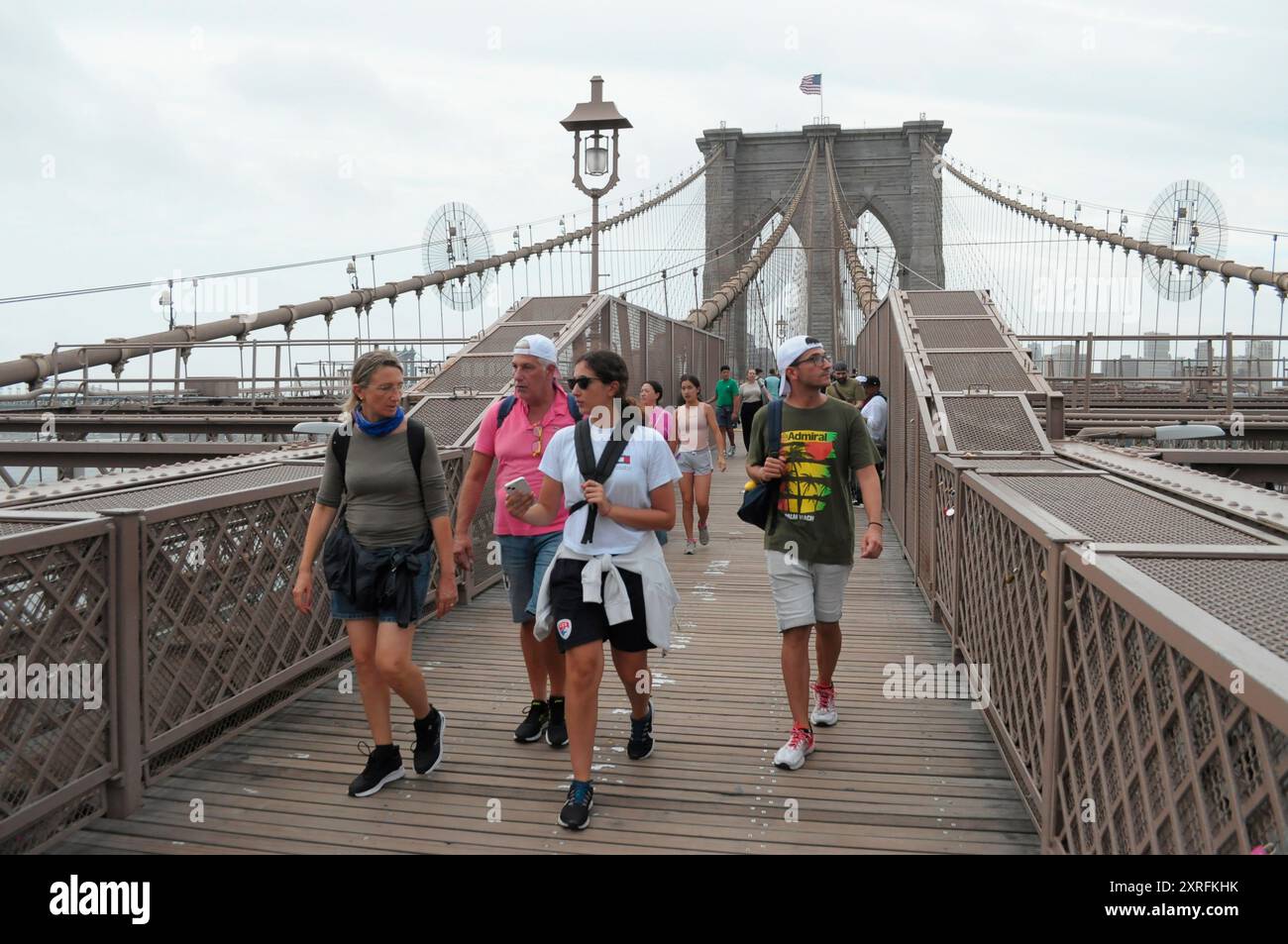 People are seen on the Brooklyn Bridge in New York City Stock Photo - Alamy