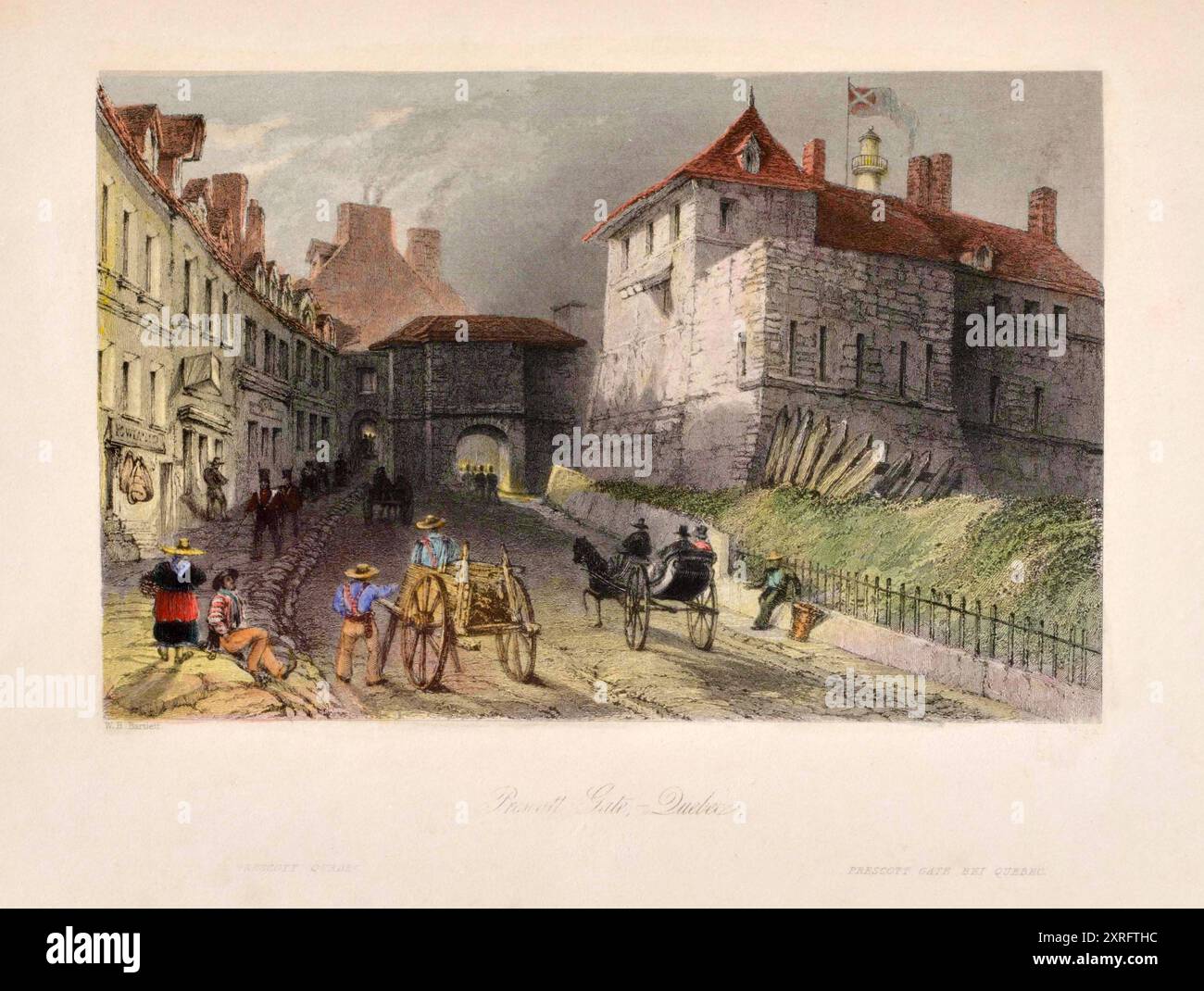 Prescott Gate, Quebec City. Vintage Lithography of Canada. Canadian ...