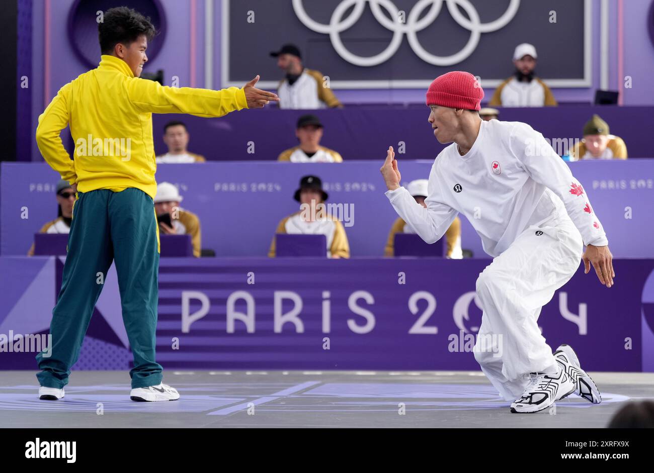 Paris, France. 10th Aug, 2024. Canada's Philip "Phil Wizard" Kim, right ...