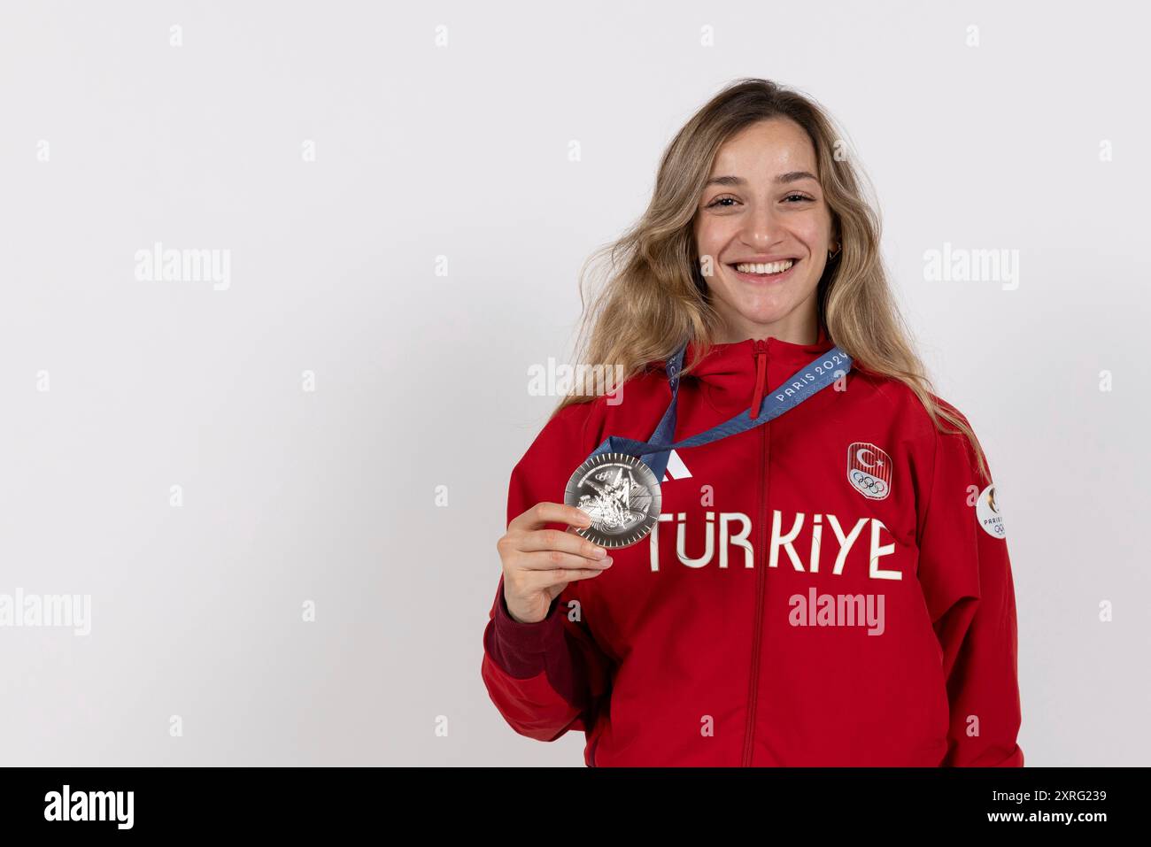 Turkey's 50kg boxing silver medallist Buse Naz Cakiroglu poses for a ...