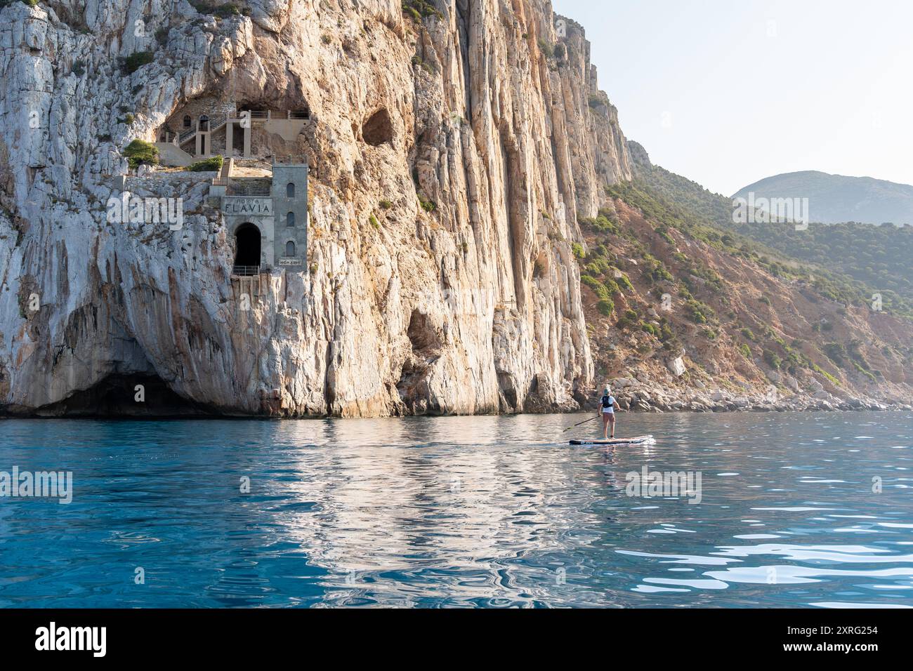 Porto Flavia mine in the middle of the cliff in Masua, on the island of ...